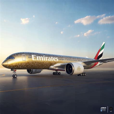Golden Elegance Meets The Future Of Aviation The Emirates Airbus A350