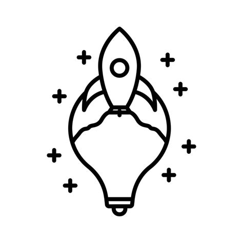Basic Light Bulb Icon Illustration With Rocket Suitable For Innovation