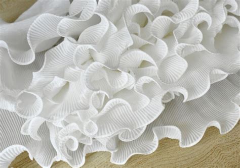 3d White Ruffle Fabric Pleated Mesh Organza Fabric 10 Cm Width Prom