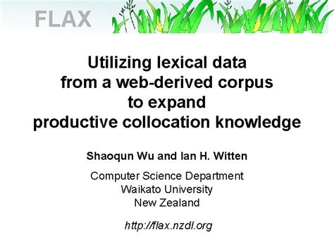 Flax Utilizing Lexical Data From A Webderived Corpus