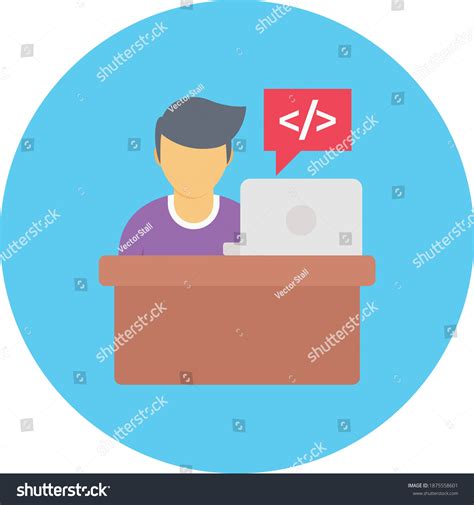 Programmer Vector Circle Flat Icon Stock Vector Royalty Free 1875558601 Shutterstock