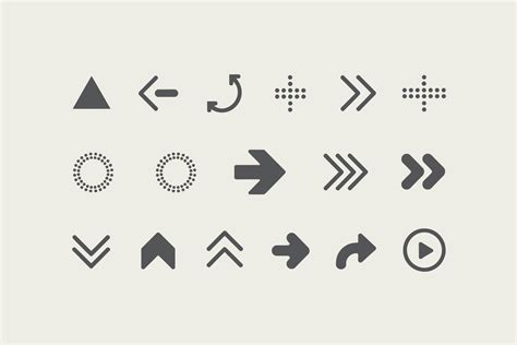 Minimal Arrow And Navigation Symbols Set Showing Direction Movement
