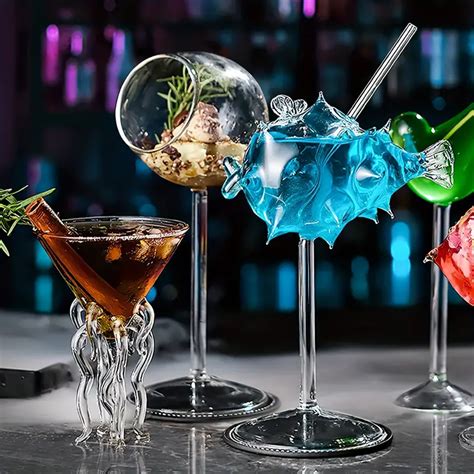 Creative Cocktail Glass Personality Glass Puffer Cup Octopus Temu