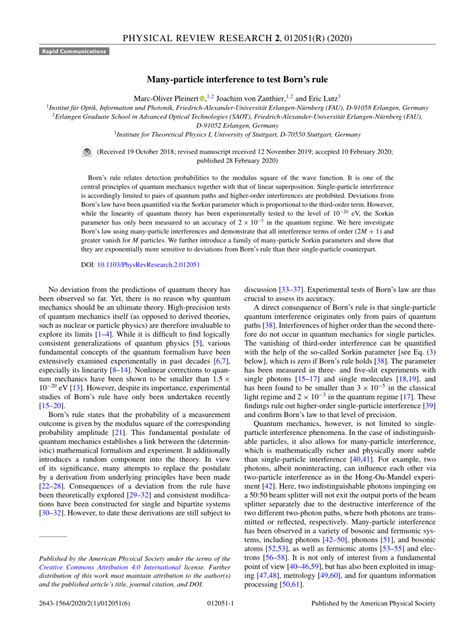 pdf many particle interference to test born s rule