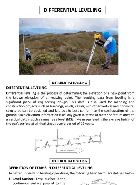 Lesson 5 Differential Levelling Part 1 Pdf Sea Level Geodesy
