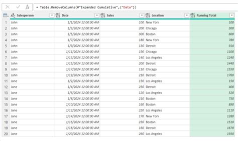 how to calculate running totals in power query