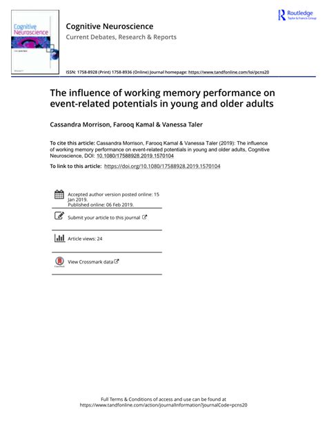 Pdf The Influence Of Working Memory Performance On Event Related Potentials In Young And Older