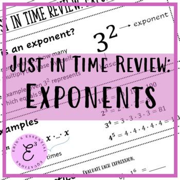 Review Of Exponents Worksheet By Erin S Essential Equations TpT