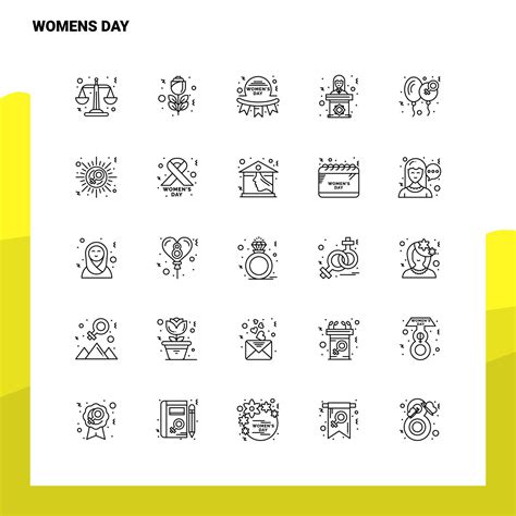 Set Of Womens Day Line Icon Set 25 Icons Vector Minimalism Style Design Black Icons Set Linear