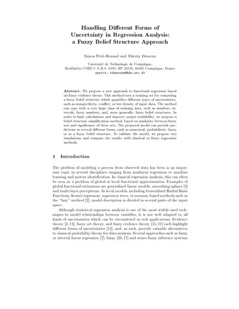 PDF Handling Different Forms Of Uncertainty In Regression Analysis A Fuzzy Belief Structure