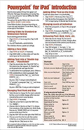Microsoft PowerPoint for iPad Quick Reference Guide: Introduction (Cheat Sheet of Instructions ...