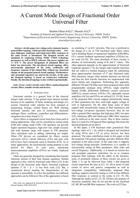 Pdf A Current Mode Design Of Fractional Order Universal Filter