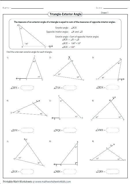 Angles And Angle Measure Worksheet Answer Key