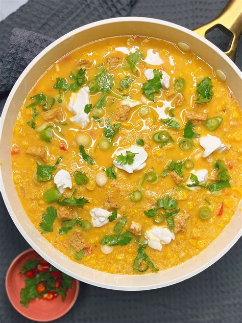 High Protein Sweetcorn Chickpea And Seitan Chowder Plant Promoting