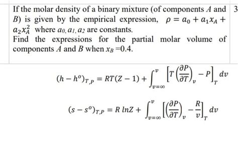 solved if the molar density of a binary mixture of