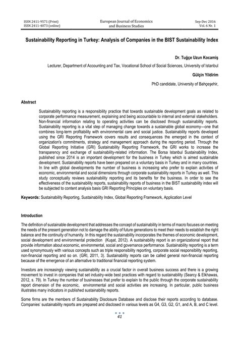 Pdf Sustainability Reporting In Turkey Analysis Of Companies In The Bist Sustainability Index