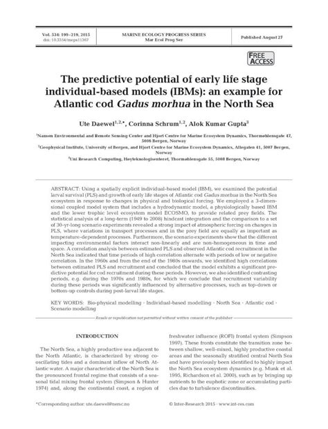 Pdf The Predictive Potential Of Early Life Stage Individual Based Models Ibms · Nisms