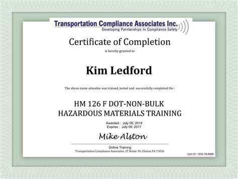 Hazardous Materials Training Certification Ppt