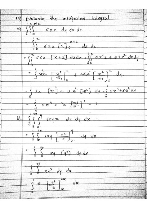 Solution Triple Integral And Integrated Integral Questions With Answer Docs Studypool