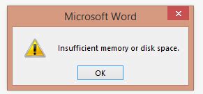 Adam Arkwright Technical Blog Microsoft Word 2013 Insufficient Memory Or Disk Space
