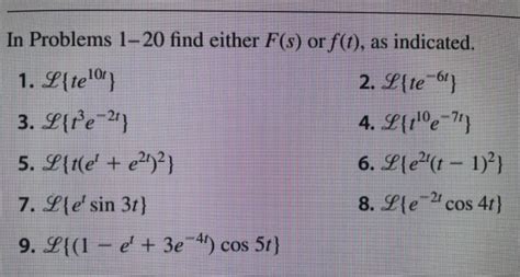 solved in problems 1 20 find either f s or f t as