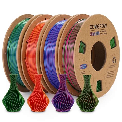 Comgrow Silk Shiny Rainbow Multi Color 3d Printer Filament 175mmdual