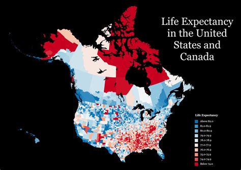 Life Expectancy In The Us And Canada Maps On The Web