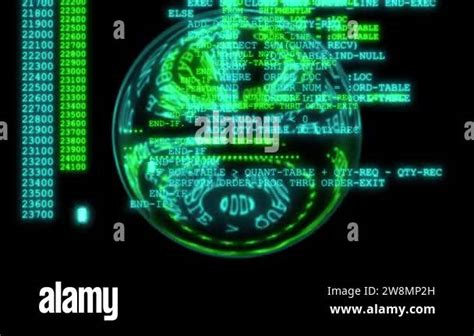 animation hacker code running down a computer screen terminal stock
