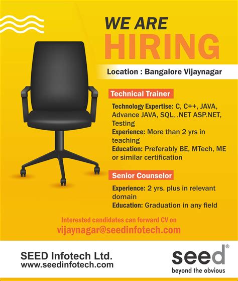 Seed Infotech We Are Hiring Location Bangalore Seed Infotech Ltd