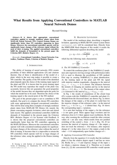 Pdf What Results From Applying Conventional Controllers To Matlab