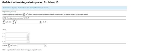 solved hw24 double integrals in polar problem 10 problem
