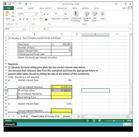 Solved Bond Pricing Using Present Value Tables Using Excel S Chegg