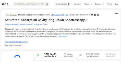 Saturated Absorption Cavity Ring Down Spectroscopy Scite Report