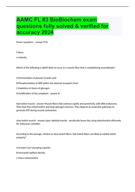 Aamc Fl 3 Biobiochem Exam Questions Fully Solved And Verified For Accuracy 2024 Mcat Stuvia Us