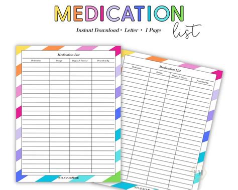 Printable Medication Log Weekly Medicine And Supplement Tracker Digital Download Medication