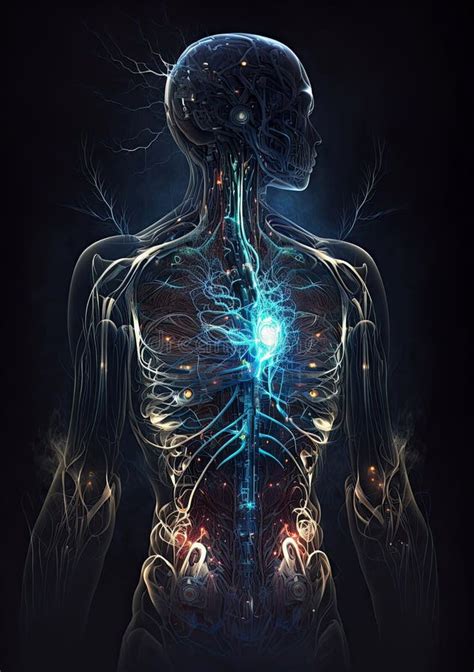 Structure Of Human Body Cyborg Of Future With Artificial Intelligence
