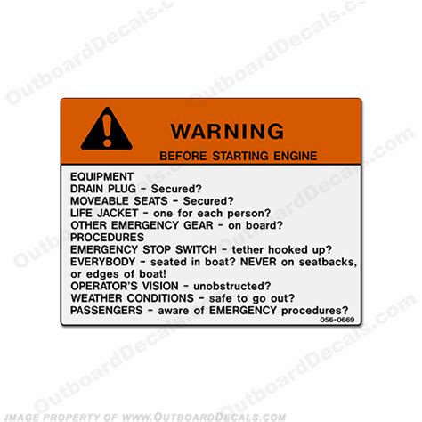 Boat Label Warning Decals