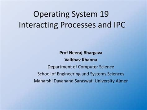 Operating System 19 Interacting Processes And Ipc Pptx