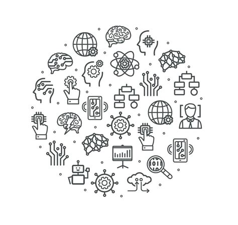 Ai Sign Round Design Template Thin Line Icon Banner Vector 17338492 Vector Art At Vecteezy