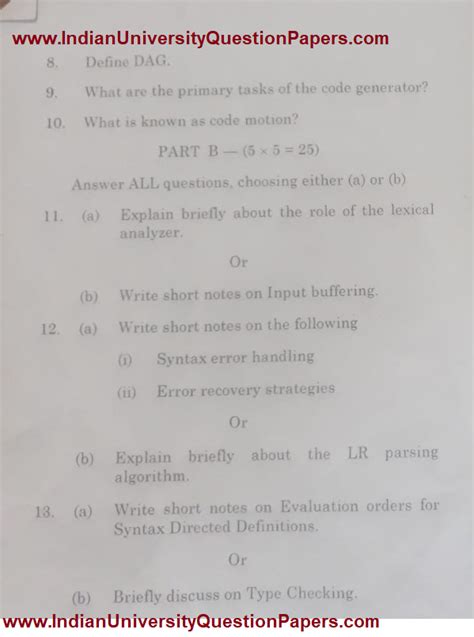 Bharathidasan University Msc Computer Science 3rd Semester Compiler