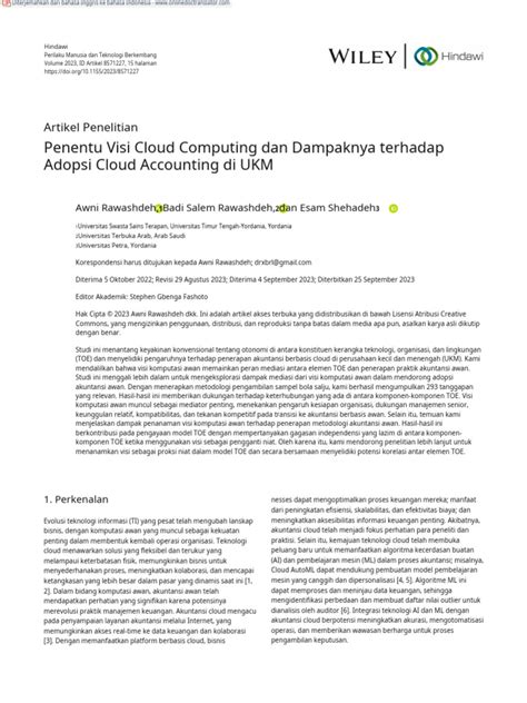 The Determinants Of Cloud Computing Vision And Its Impact On En Id Pdf