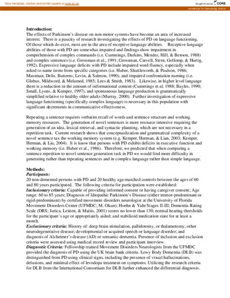 Pdf Exploring Sentence Production In Parkinsons Disease Effects Of Conceptual And Task