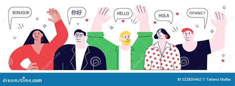 Multiethnic Group Of People Speaking Together In Different Languages