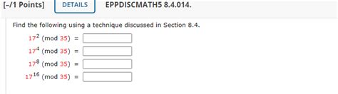 Solved 1 Points Details Eppdiscmath5 84014 Find The