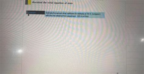 Solved Revisited The Virial Equation Of State Estimate The