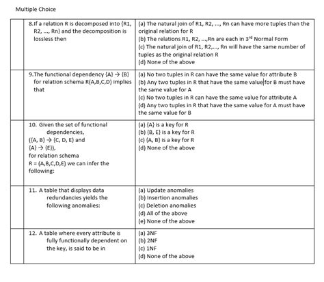 Solved Multiple Choice 8if A Relation R Is Decomposed