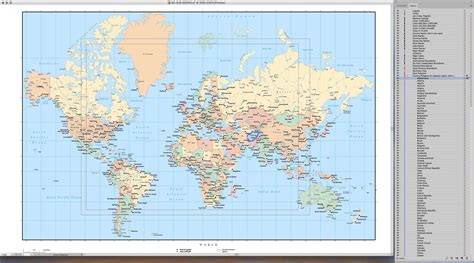world map with each country in a separate layer