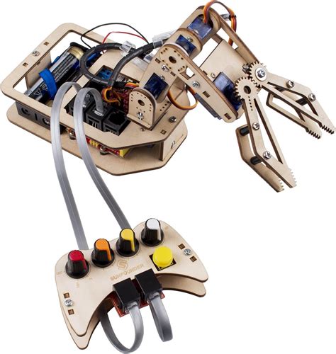 Sunfounder Robotic Arm Kit Diy 4 Axis Wooden Mental Servo Rollarm For Arduino Uno Amazonfr