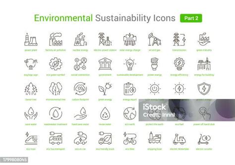 Black Color Environmental Sustainability Icons Part 2 Stock