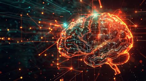 Premium Photo Futuristic Neural Network Brain With Digital